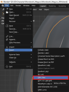 3D モデルの FBX エクスポート – Satoki